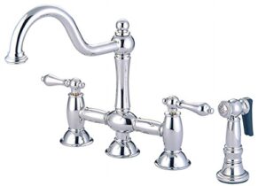 kingston brass ks3791albs restoration kitchen faucet, polished chrome