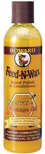 howard products feed-n-wax wood polish & conditioner, 8 oz, orange