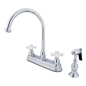 kingston brass kb3751pxbs restoration centerset kitchen faucet with brass sprayer, 8", polished chrome