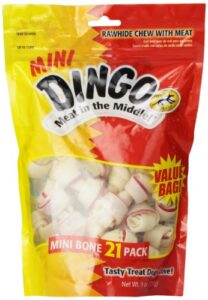 dingo 156096 mini bones for dogs, small, beige,21 count (pack of 1)