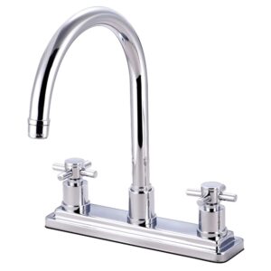 kingston brass ks8791dxls concord 8" centerset kitchen faucet, 8" spout reach, polished chrome