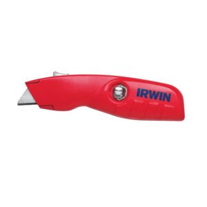 irwin utility knife, self-retracting for safety (2088600), red