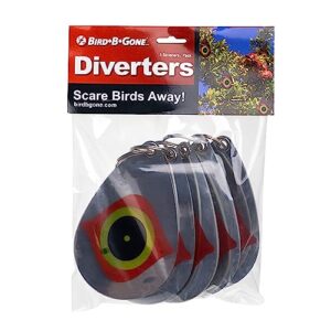 bird b gone - reflective eye bird diverters - set of 5 - perfect for trees, patios, gazebos, boats, etc - durable outdoor plastic - 360° rotation