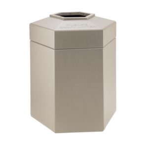 commercial zone products polytec series 45gal hex waste container, beige (737202)