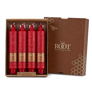 root candles 59768 unscented timberline collenette 7-inch dinner candles, 4-count, red