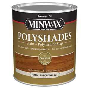 1 qt minwax 61340 antique walnut polyshades wood stain and polyurethane, satin