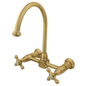 kingston brass ks1292ax restoration bridge kitchen faucet, 8-1/2", polished brass