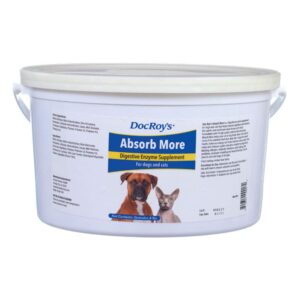 doc roy's absorb more - digestive enzyme supplement- for dogs & cats - 4lb granules