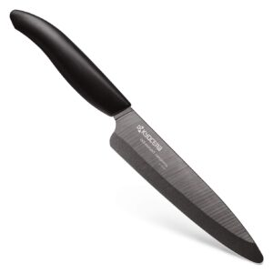 kyocera advanced ceramic revolution series 5-inch slicing knife, black handle, black blade