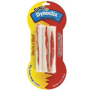 dingo ddb99033 dynostix rawhide treats, white,3-count