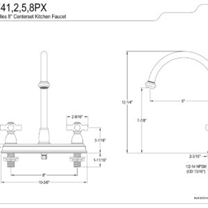 Kingston Brass KB3741PX Restoration 8-inch Centerset Kitchen Faucet without Sprayer, Polished Chrome