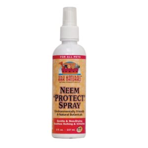 ark naturals neem protect spray, relieves itching and irritation on cats and dogs, 8oz spray bottle,whites & tans