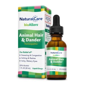 naturalcare by bioallers animal hair and dander allergy treatment | homeopathic formula may help relieve sneezing, congestion, itching, rashes & watery eyes | 1 fl oz