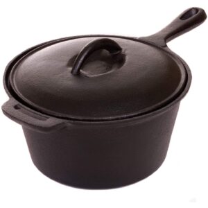 cajun cookware pots 2-quart seasoned cast iron sauce pot - gl10491as