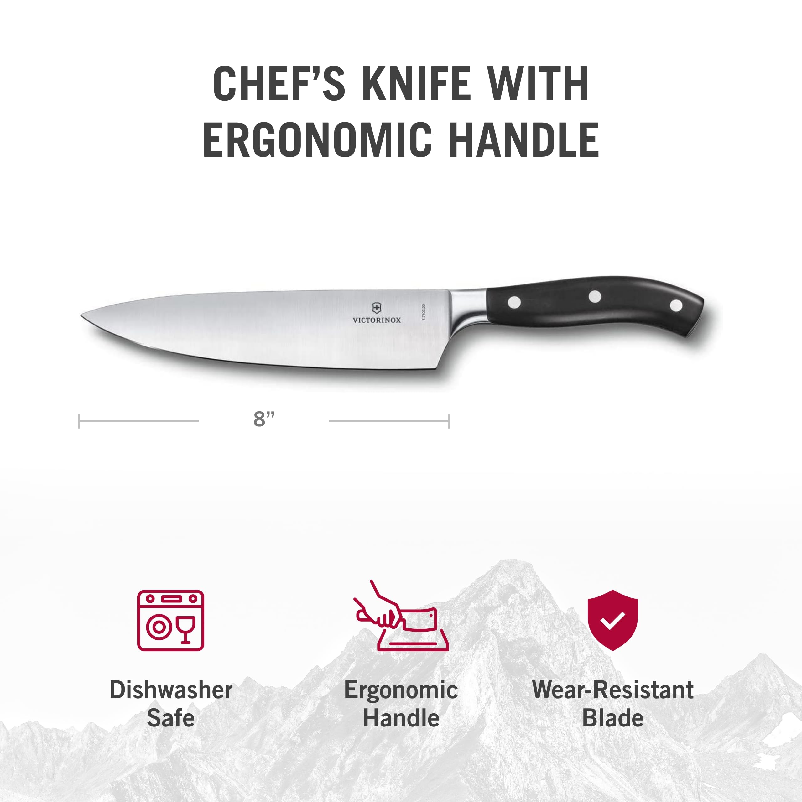 Chef's, 8 in, Black POM Handle