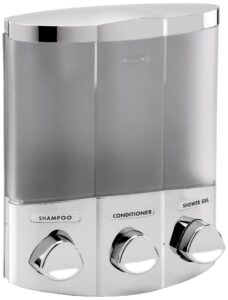 better living products 76344-1 euro series trio 3-chamber soap and shower dispenser, chrome