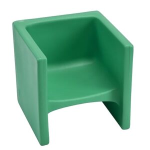 children's factory 3-in-1 cube chair for kids, flexible seating classroom furniture, 1-pack, green