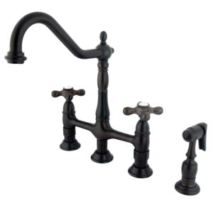 kingston brass elements of design es1275axbs new orleans 8' center kitchen faucet with side sprayer, 8- 3/4', oil rubbed bronze