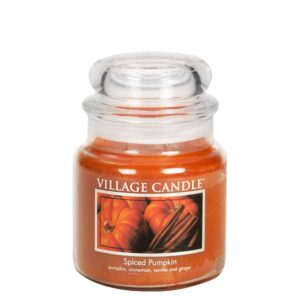 village candle spiced pumpkin 16 oz glass jar scented candle, medium