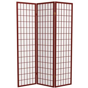 red lantern 6 ft. tall window pane shoji screen-rosewood-3 panels room divider