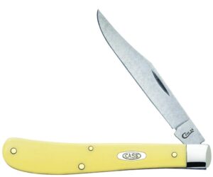 case wr xx pocket knife yellow synthetic slimline trapper cv item #031 - (31048 cv) - length closed: 4 1/8 inches