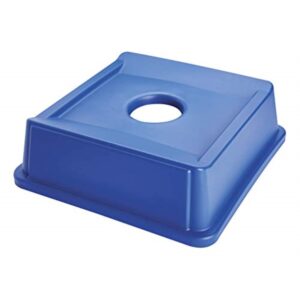 rubbermaid commercial products untouchable square bottle/can recycling lid for 35g & 50g containers, blue recycling