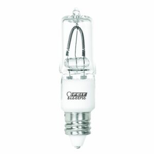 feit electric bpq75/cl/mc/rp 75 watt special use t4 e11 mini candelabra base halogen light bulb, 3000k warm white, h x 0.5" d