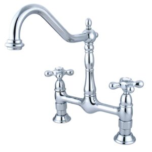 kingston brass elements of design es1171ax new orleans 2-handle 8' center bridge kitchen faucet, 8- 1/2', polished chrome