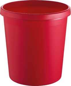 helit h6105825 object waste paper bin, 18 litres, red, with all-round handle edge, plastic, pack of 1