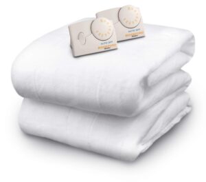 biddeford blankets polyester electric heated mattress pad with analog controller, queen, white