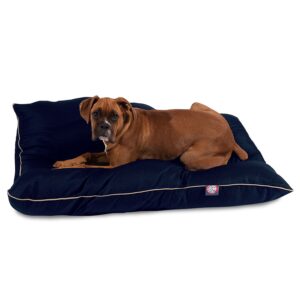 majestic pet rectangle large dog bed washable – non slip comfy pet bed – dog crate bed super value pillow dog bed – dog kennel bed for sleeping - dog bed large breed 46 x 35 inch – solid blue