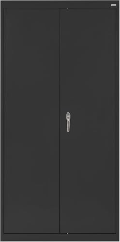 Sandusky Lee CAC1362472-09 Combination Garage Storage Cabinet, Steel Utility Cabinet with Adjustable Shelves, 72" H, Black