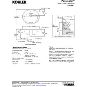 PENNINGTON® 20X17 LAV/CTR HOLE