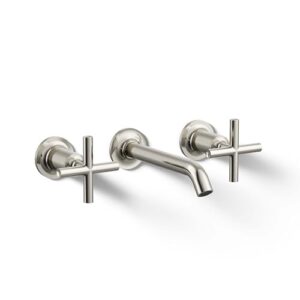 kohler purist® widespread wall-mount bathroom sink faucet trim with 6-1/4" spout and cross handles, requires valve