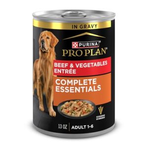 purina pro plan complete essentials, beef and vegetables entree in wet dog food gravy - (pack of 12) 13 oz. cans