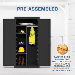 Sandusky Lee CAC1362472-09 Combination Garage Storage Cabinet, Steel Utility Cabinet with Adjustable Shelves, 72" H, Black