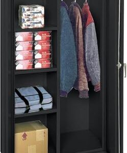 Sandusky Lee CAC1362472-09 Combination Garage Storage Cabinet, Steel Utility Cabinet with Adjustable Shelves, 72" H, Black