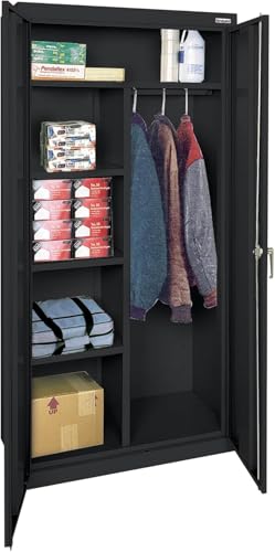 Sandusky Lee CAC1362472-09 Combination Garage Storage Cabinet, Steel Utility Cabinet with Adjustable Shelves, 72" H, Black