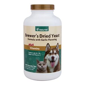 naturvet brewers dried yeast formula with garlic flavoring plus vitamins for dogs and cats, chewable tablets, made in the usa with globally source ingredients 1000 count