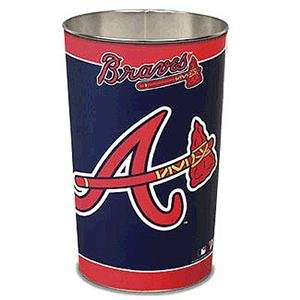 wincraft atlanta braves mlb tapered wastebasket (15"" height)