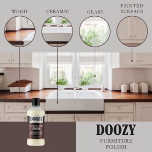 Doozy 16 oz Furniture & Cabinet Polish for All Wood & Metal, Leather & Glass - Oak, Teak, Dark & Light Wood - Best to Clean, Restore, Protect, Shine & Conceal Fine Surface Scratches