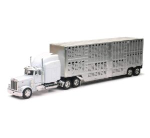 new-ray 1:32 peterbilt 379 pot bell live stock,white