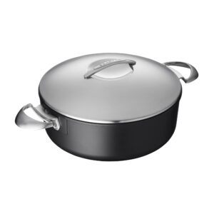 scanpan professional 4.5 qt low sauce pot with lid - easy-to-use nonstick cookware - dishwasher, metal utensil & oven safe - made in denmark