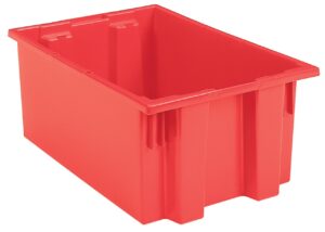 akro-mils 35190 nest and stack plastic storage container and distribution tote, (19-1/2-inch l x 15-1/2-inch w x 10-inch h), red, (6-pack)