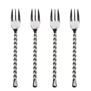 gourmet settings 4-piece cocktail forks set, silver tear collection polished stainless steel silverware, appetizer/dessert/seafood/fruit, 6 inches, dishwasher safe