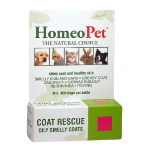 homeopet coat rescue, skin and coat support for pets, 15 milliliters