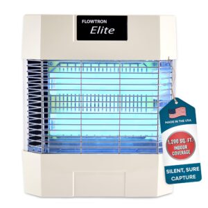 flowtron indoor fly killer | electric low-voltage bug zapper for gnats & insects with 80w uv light & pheromone lure, stun grid & sticky trap | 1200 sq ft for kitchen, restaurant & barn, ul certified