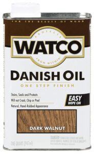 rust-oleum, quart, dark walnut watco 242220 danish oil wood finish, low voc, 16 fl oz