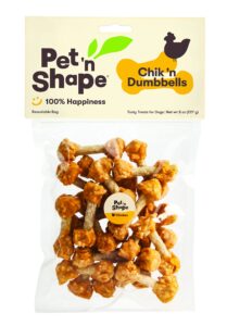 pet 'n shape chik 'n rice dumbbells - all natural dog treats, chicken, 8 oz, 10408