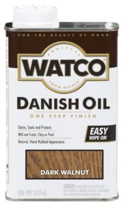 watco 242221 danish oil wood finish, low voc, pint, dark walnut